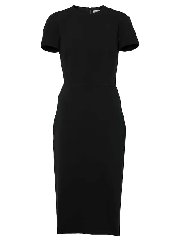 Victoria Beckham Fitted T-shirt Crêpe Midi Dress - Black