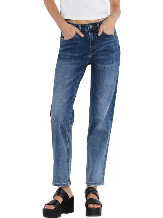 HINT OF BLU High-rise Straight Leg Ankle Jeans - Corsica Blue