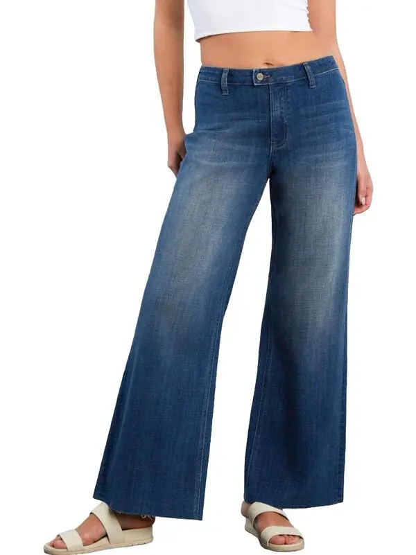 HINT OF BLU Flat Front Wide Leg Jeans - Atlas Blue