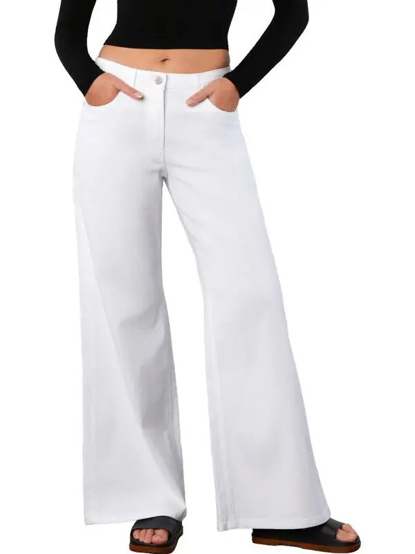 HINT OF BLU Flat Front Wide Leg Jeans - White