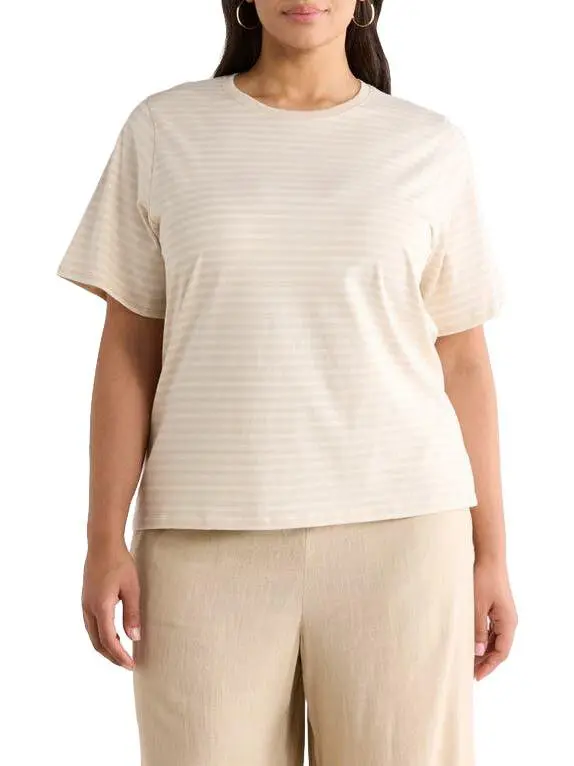 Nordstrom Relaxed Fit Pima Cotton Crewneck T-shirt - Beige- Ivory Daphney Stp