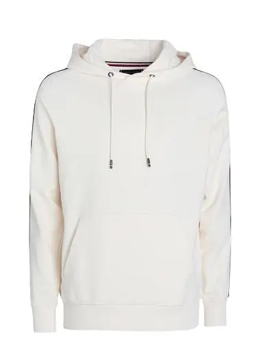 Tommy Hilfiger Cotton Terry Hooded Sweatshirt With Side Seam Stripes - Ivory