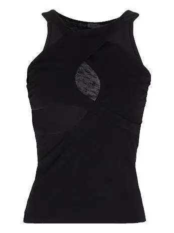 8 BY YOOX Jersey Asymmetrical Cut-out Tank Top - Black