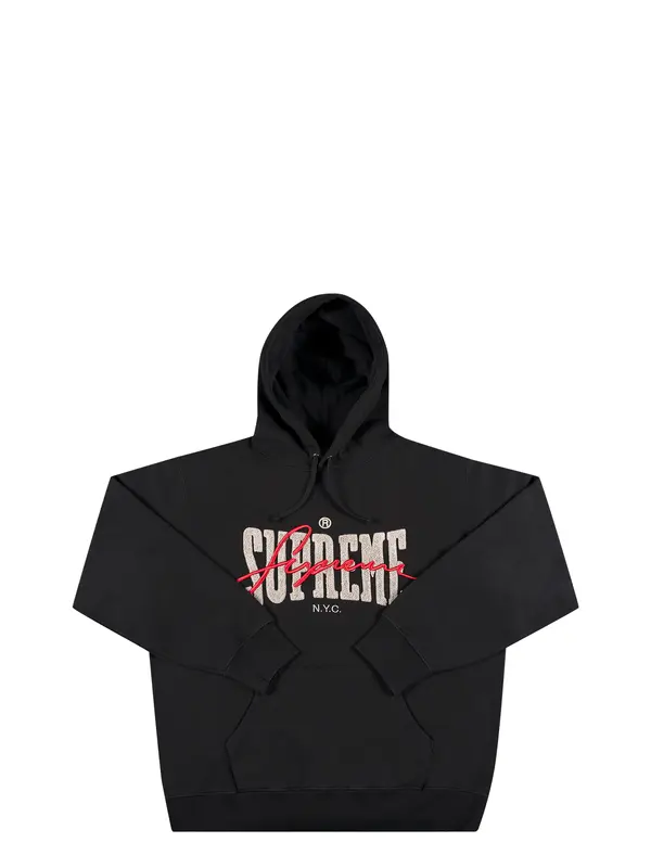 Supreme Embroidered Chenille Hooded Sweatshirt - Black
