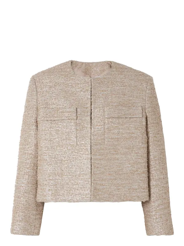 EMILIA WICKSTEAD Pheblia Cropped Metallic Bouclé-tweed Jacket - Neutrals