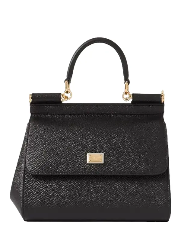 Dolce & Gabbana Sicily Textured-leather Shoulder Bag - Black
