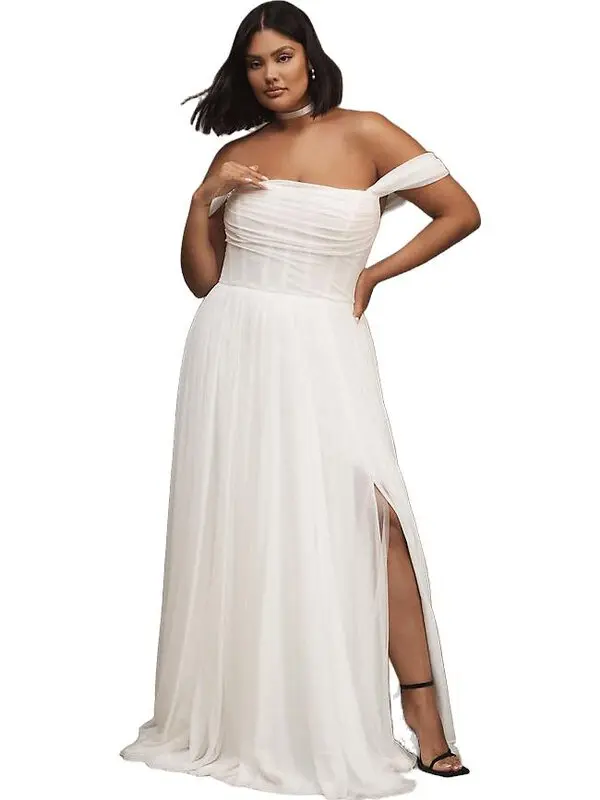 Watters Wtoo Keala Ruched Corset Gown - Ivory