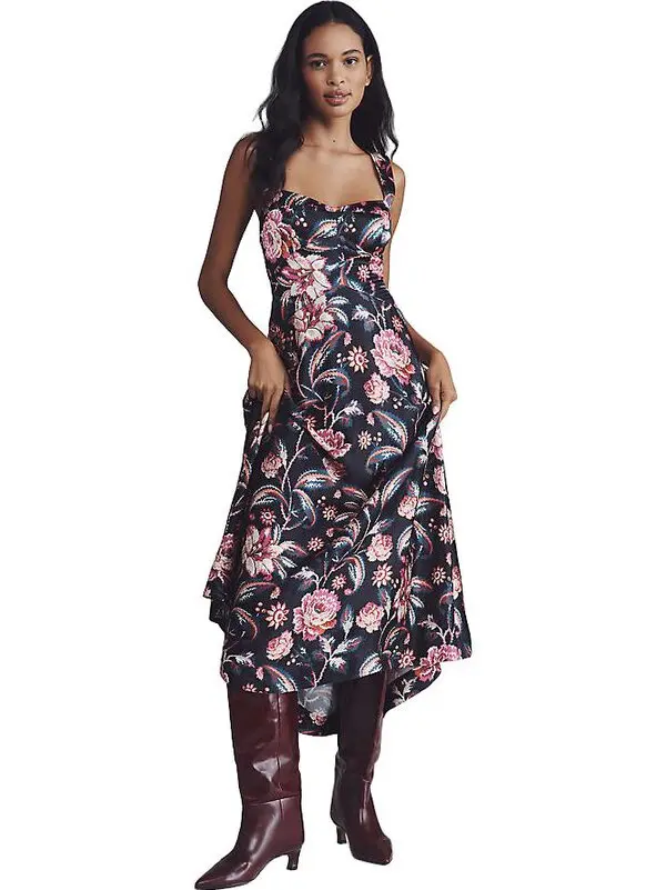 Maeve The Jocelyn Sleeveless Slip Midi Dress - Black Floral