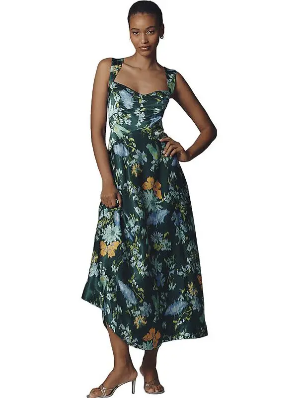 Maeve The Jocelyn Sleeveless Slip Midi Dress - Green Floral
