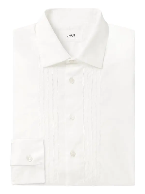 Mr P. Cutaway-collar Embroidered Cotton-poplin Tuxedo Shirt - White