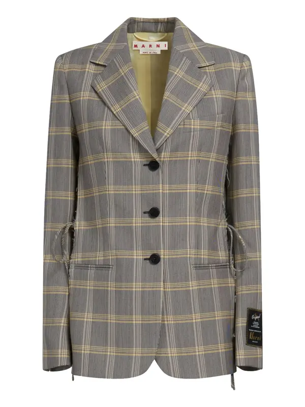Marni Plaid Virgin Wool-blend Blazer - Grey
