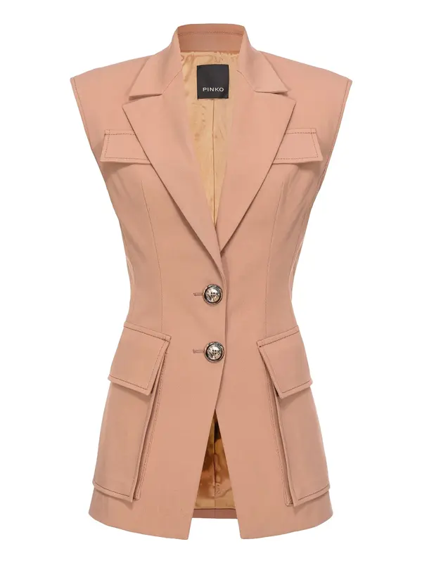 Pinko Single-breasted Twill Waistcoat - Neutrals