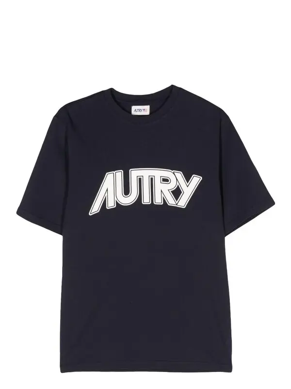 AUTRY Logo-print Cotton T-shirt - Blue
