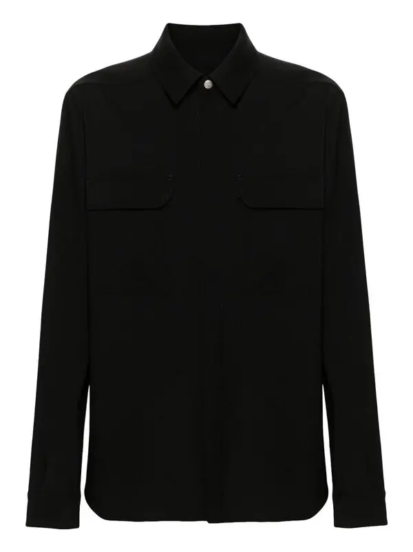 Rick Owens Virgin Wool Press-stud Shirt - Black