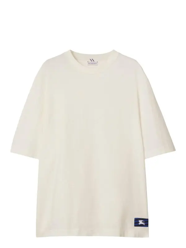 Burberry Ekd Logo-patch Cotton T-shirt - Neutrals