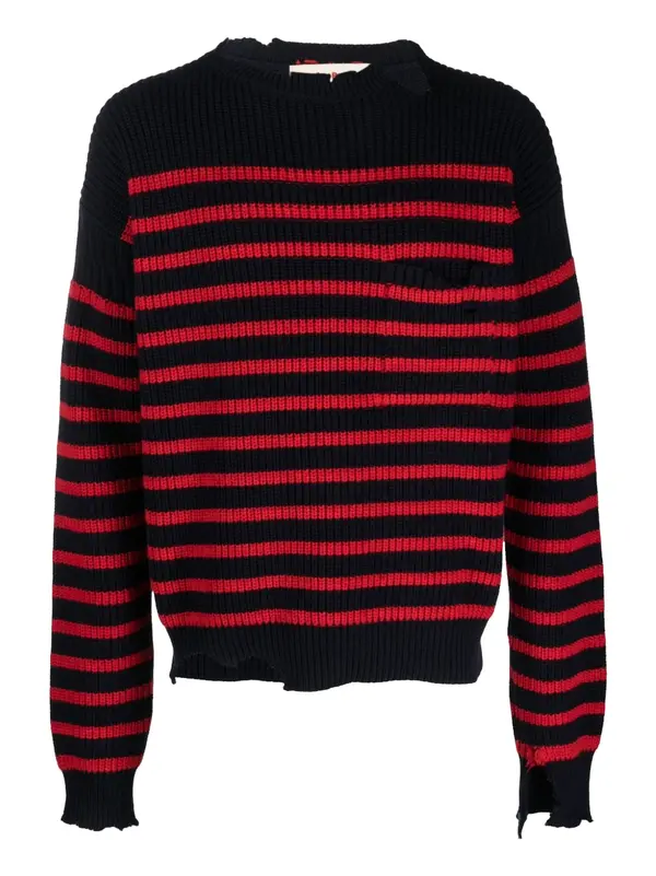 Marni Striped Virgin Wool Jumper - Blue