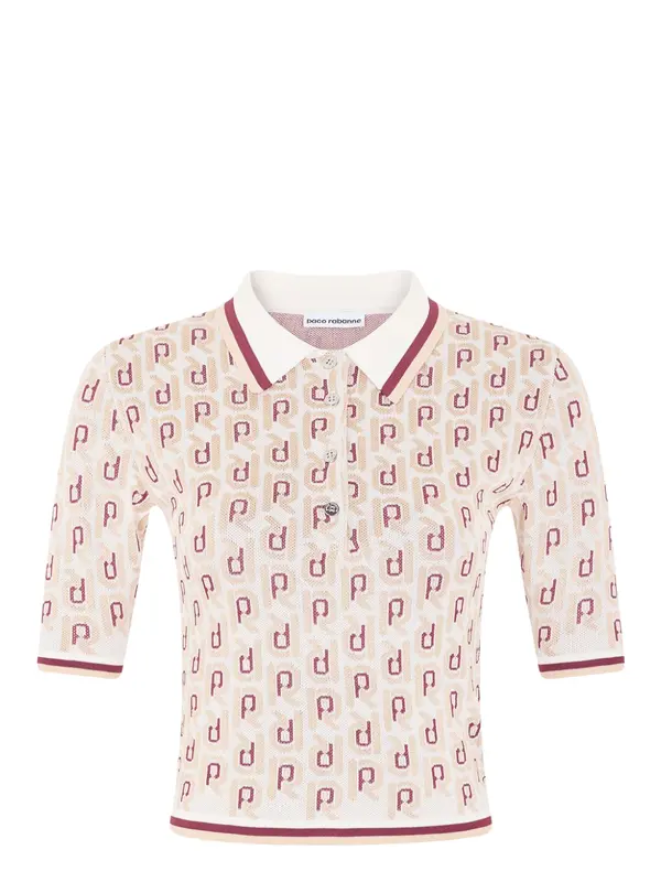 Rabanne Monogram Jacquard Short-sleeve Top - Neutrals