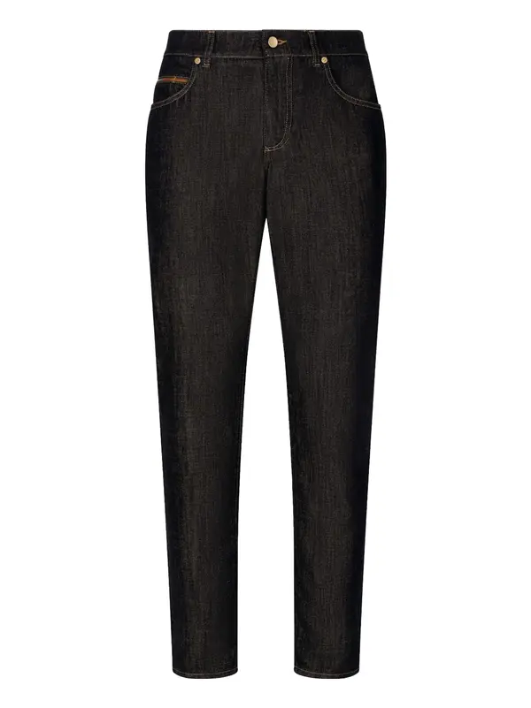Dolce & Gabbana Straight-leg Jeans With Logo Plaque - Blue
