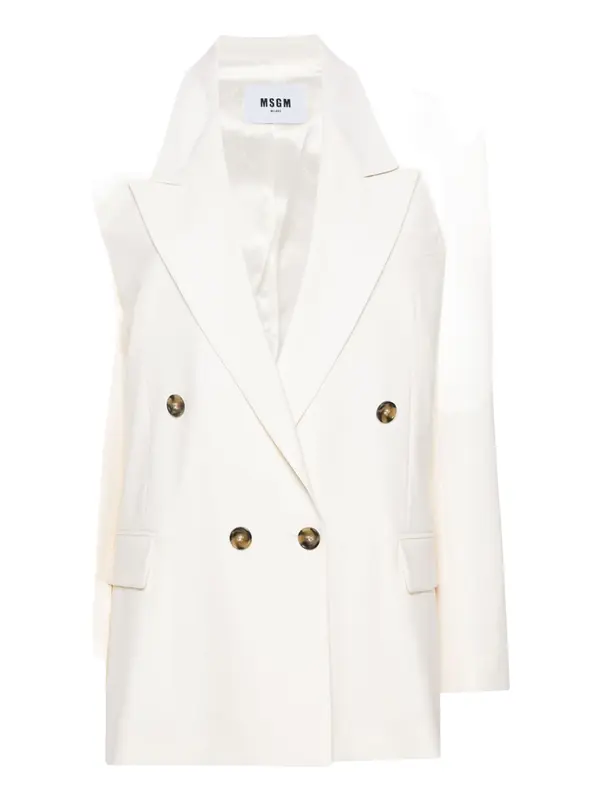 MSGM Double-breasted Peak-lapel Blazer - Neutrals