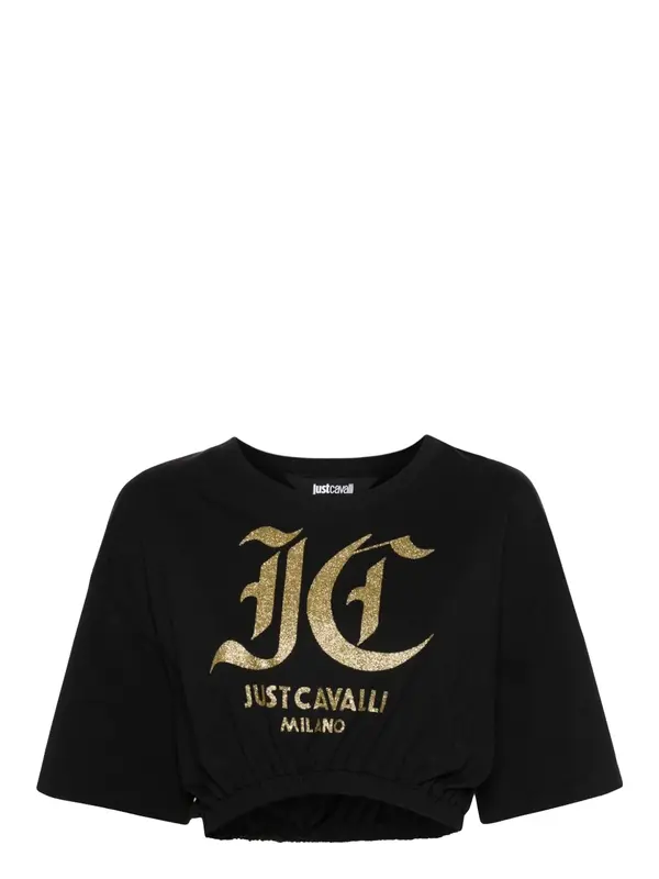 Just Cavalli Logo-print Crop Top - Black