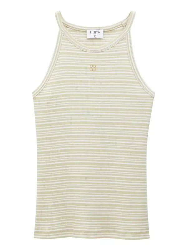 Filippa K Monogram-embroidered Striped Tank Top - Neutrals