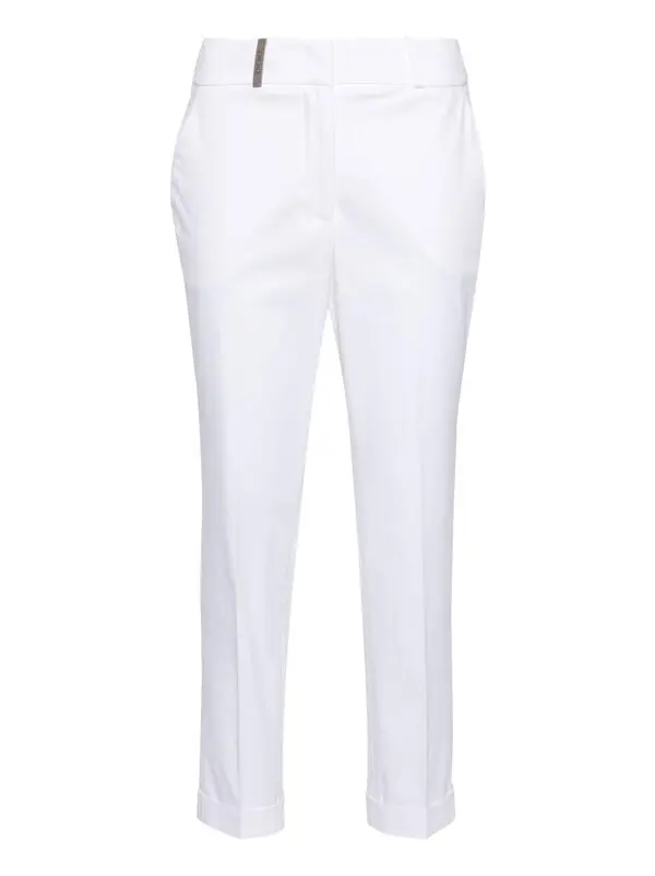 Peserico High-waisted Tapered Cropped Trousers - White