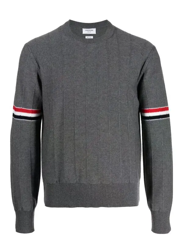 Thom Browne Rwb-stripe Long-sleeve Jumper - Grey