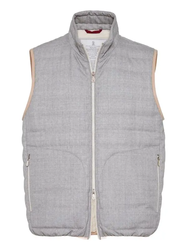 Brunello Cucinelli Virgin-wool Padded Gilet - Grey