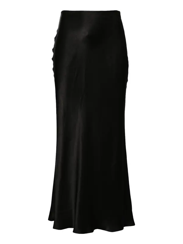 MANURI Sunny Satin Midi Skirt - Black
