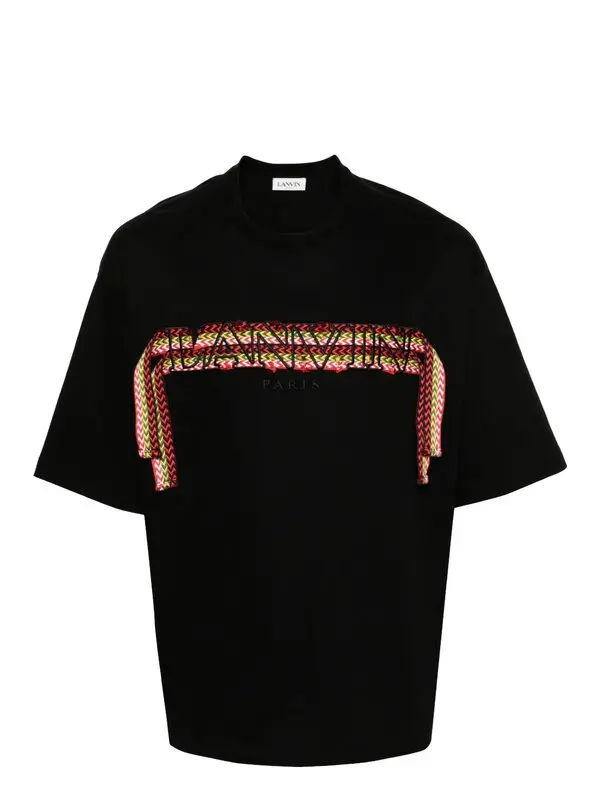 LANVIN Curb Lace-detailed Cotton T-shirt - Black