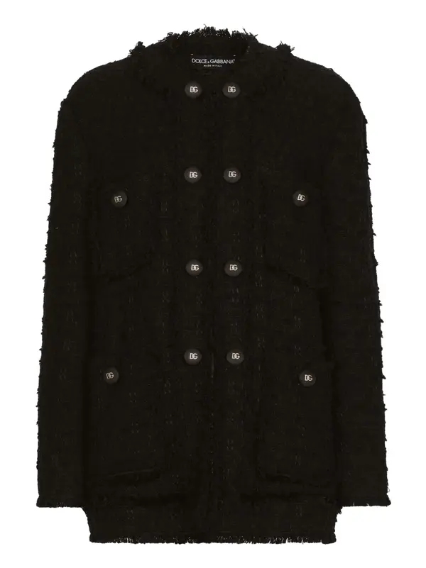 Dolce & Gabbana Round-neck Tweed Jacket - Black