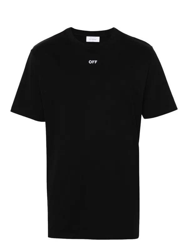 Off-White Logo-embroidered Cotton T-shirt - Black