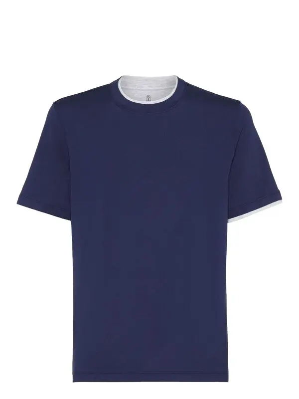 Brunello Cucinelli Layered-effect Cotton T-shirt - Blue