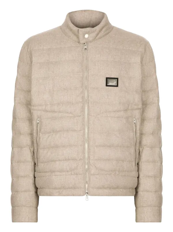Dolce & Gabbana Logo-plaque Quilted Jacket - Neutrals