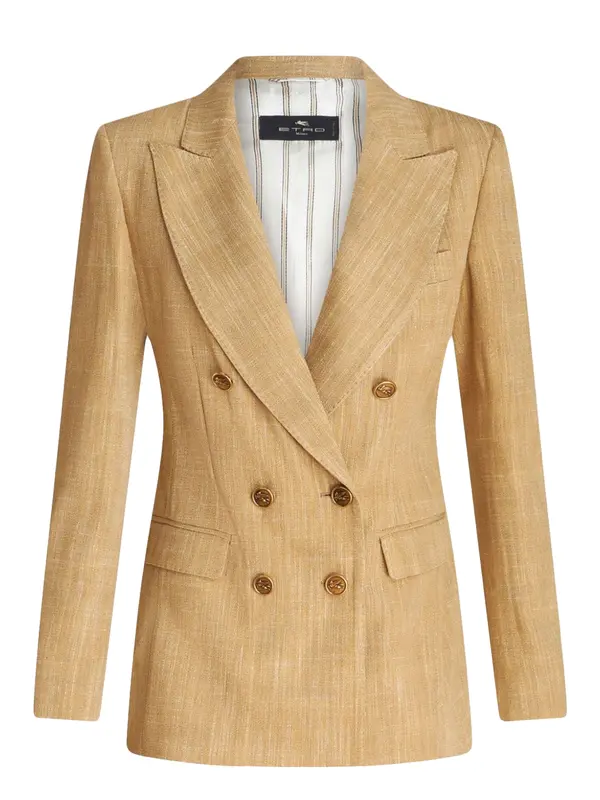 Etro Double-breasted Slub Blazer - Neutrals