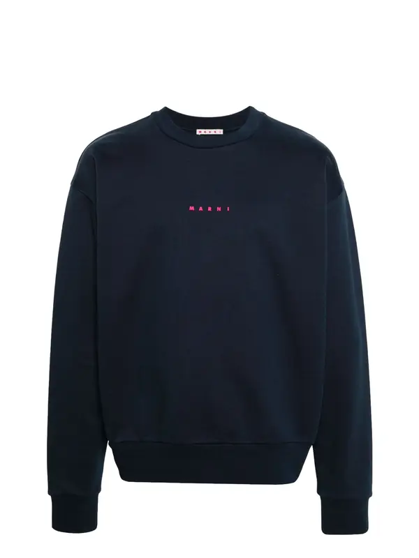 Marni Logo-print Cotton Sweatshirt - Blue
