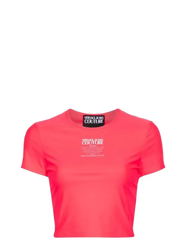 Versace Logo-print Cropped T-shirt - Pink