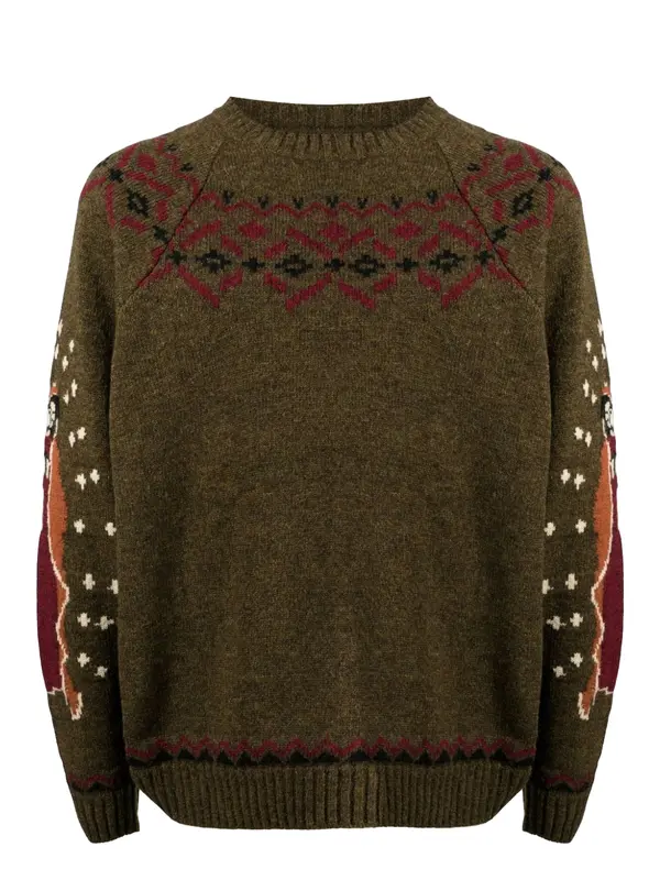 Kapital Patterned Intarsia Jumper - Green