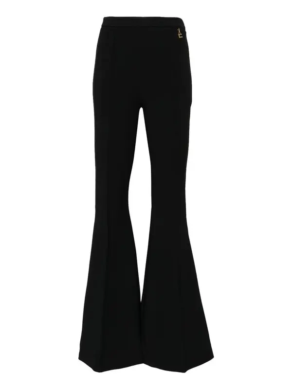 Elisabetta Franchi Logo-plaque Bell-bottom Trousers - Black