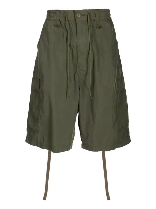 MASTERMIND WORLD Elasticated Cotton-blend Cargo Shorts - Green