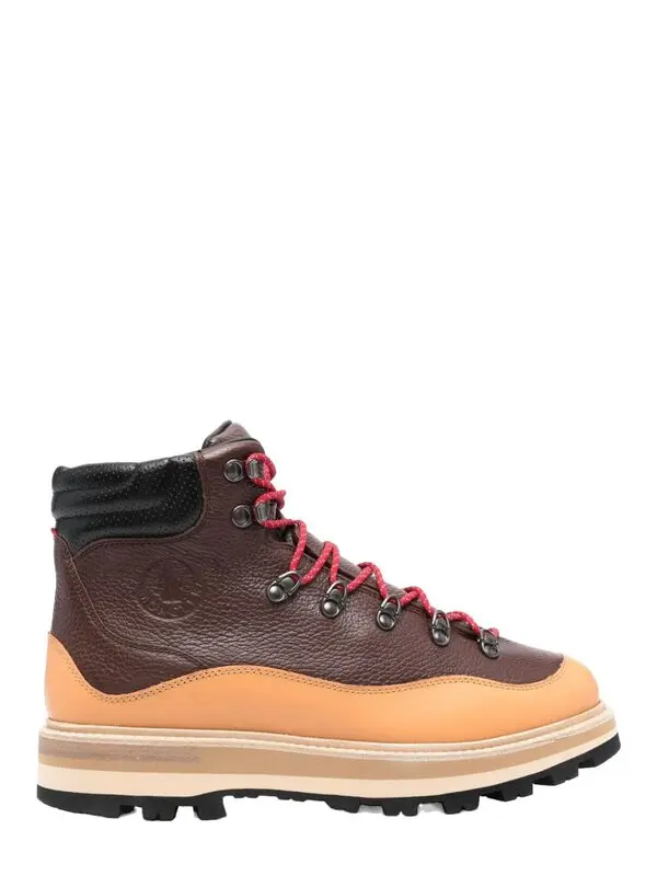 Moncler Peka Trek Leather Boots - Brown