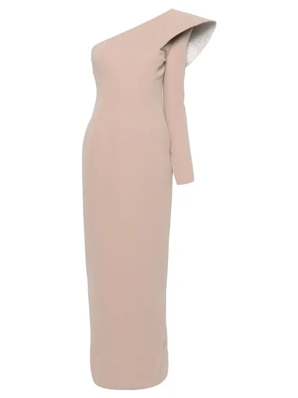 JEAN-LOUIS SABAJI One-sleeve Crepe Column Gown - Neutrals