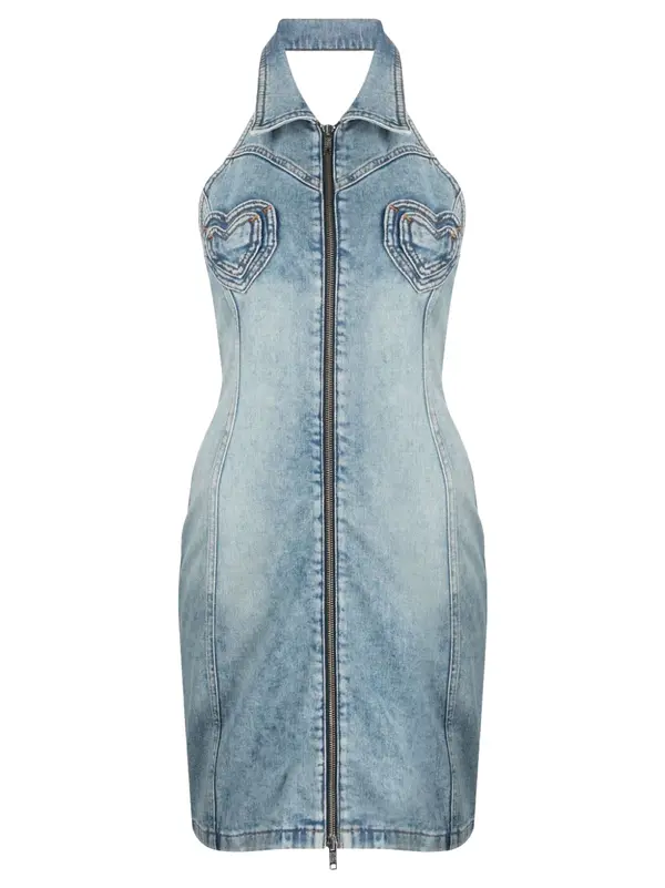 Moschino Heart-panels Denim Minidress - Blue
