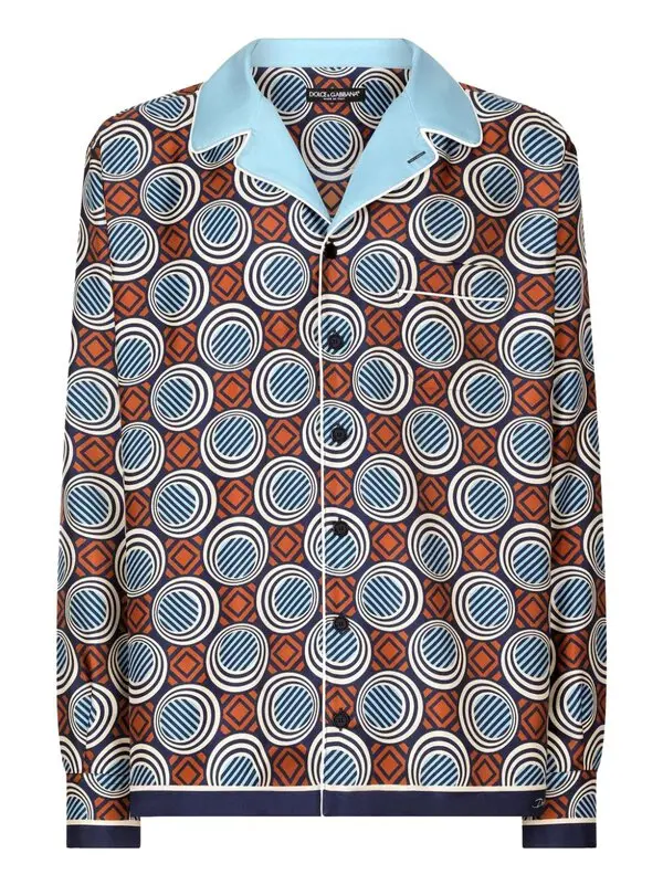 Dolce & Gabbana Geometric-print Silk Shirt - Red