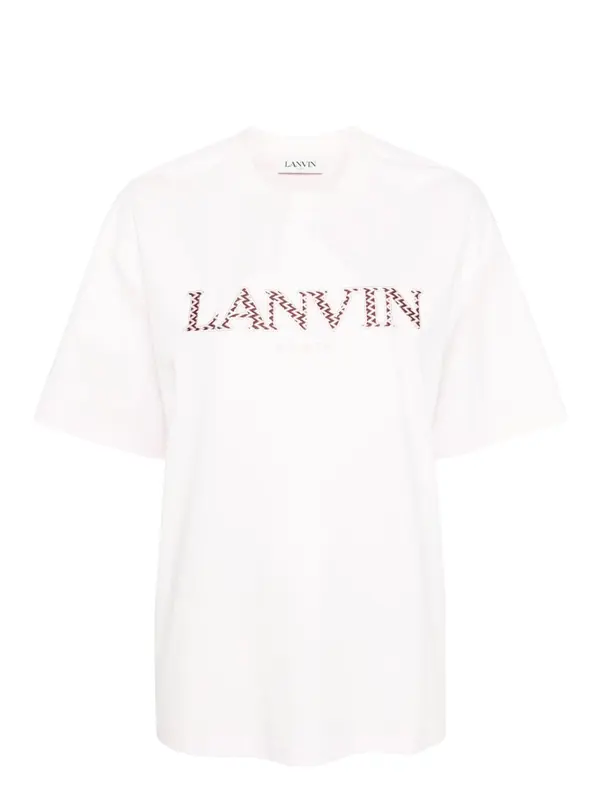 LANVIN Logo-patches Cotton T-shirt - Pink