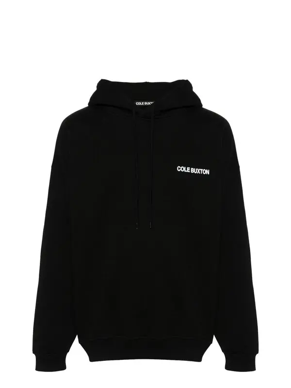 COLE BUXTON Logo Print Cotton Hoodie - Black