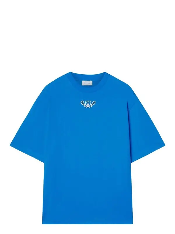 Off-White Arrow Bandana-embroidered Cotton T-shirt - Blue