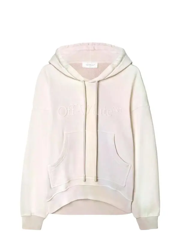 Off-White Logo-embroidered Cotton Hoodie - Neutrals