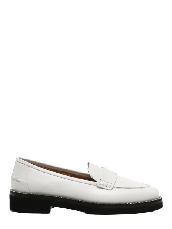 AQUAZZURA Chain-detailed Leather Loafers - White
