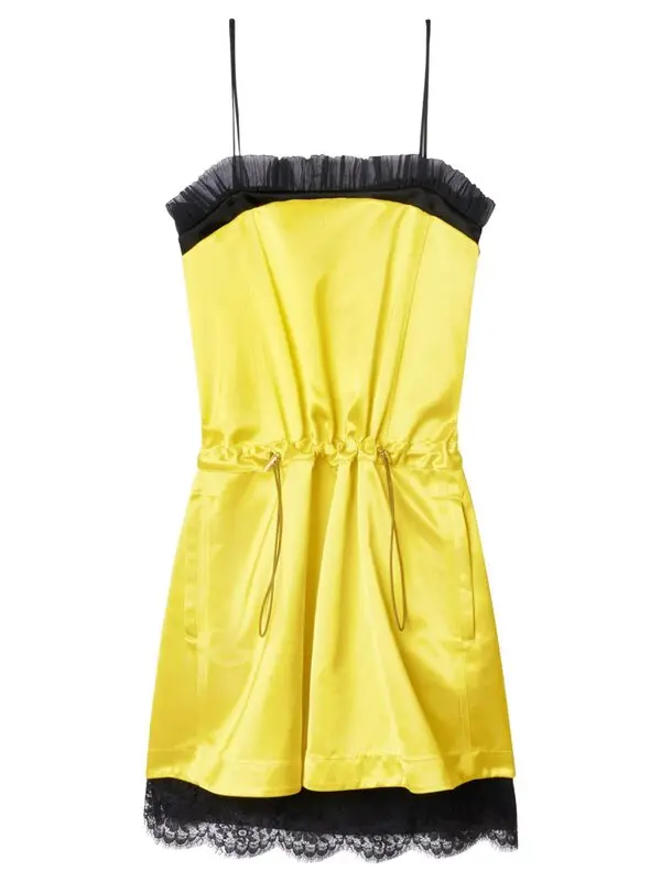 Off-White Lace-trim Duchess Satin Weave Minidress - Yellow